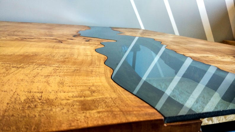 Live Edge River Glass Coffee Table - Etsy