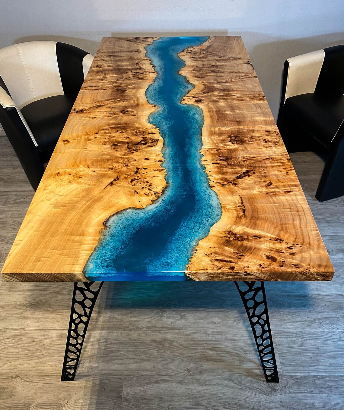 Blue Ocean Epoxy River Table Mappa Burl Wood - Etsy