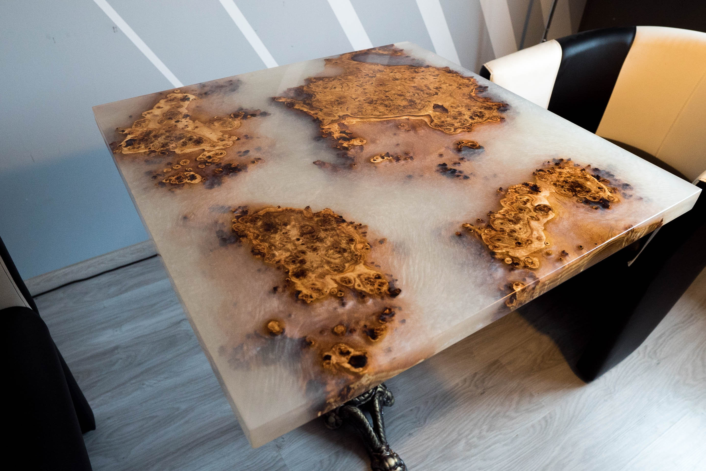 White Metallic Epoxy River Island Table - Etsy