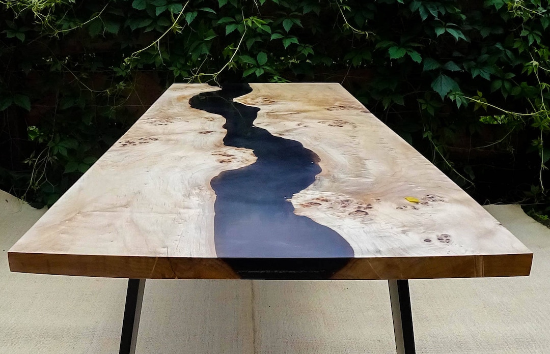 SOLD Black River Table With Epoxy Inlay SOLD - Etsy