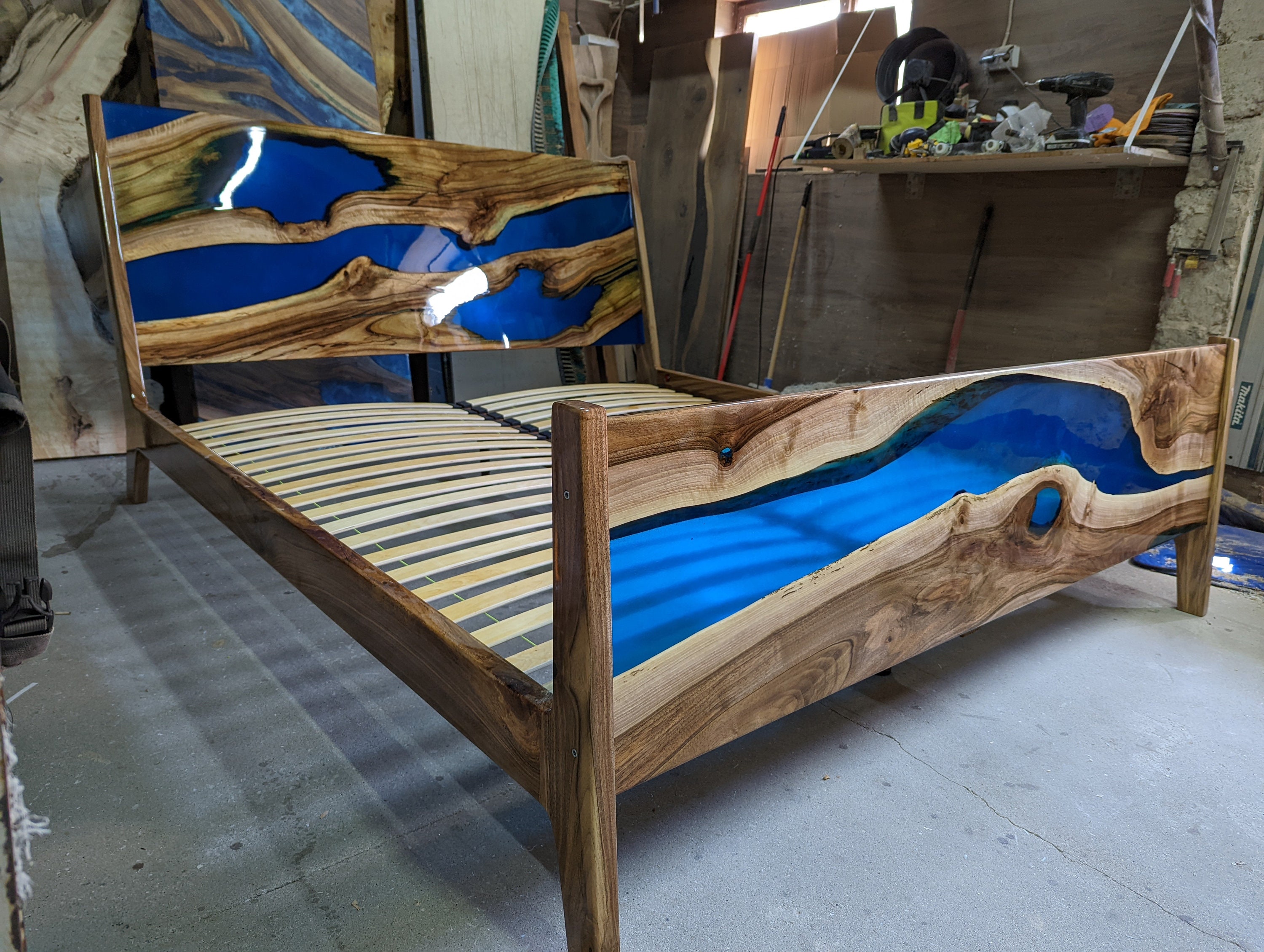 Epoxy river headboard store