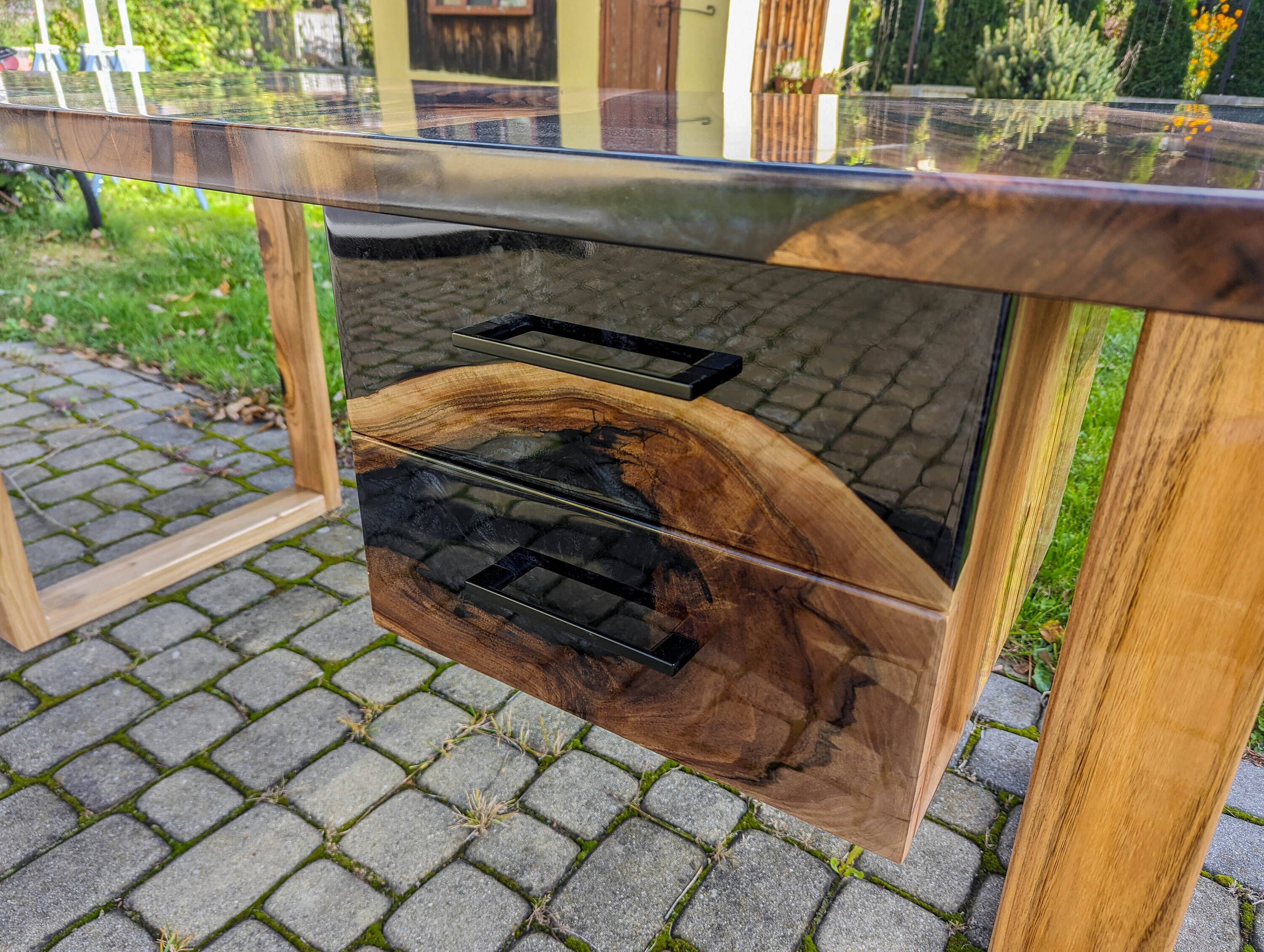 Available Live Edge River Walnut Desk With Black Metallic - Etsy