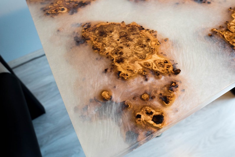 White Metallic Epoxy River Island Table - Etsy