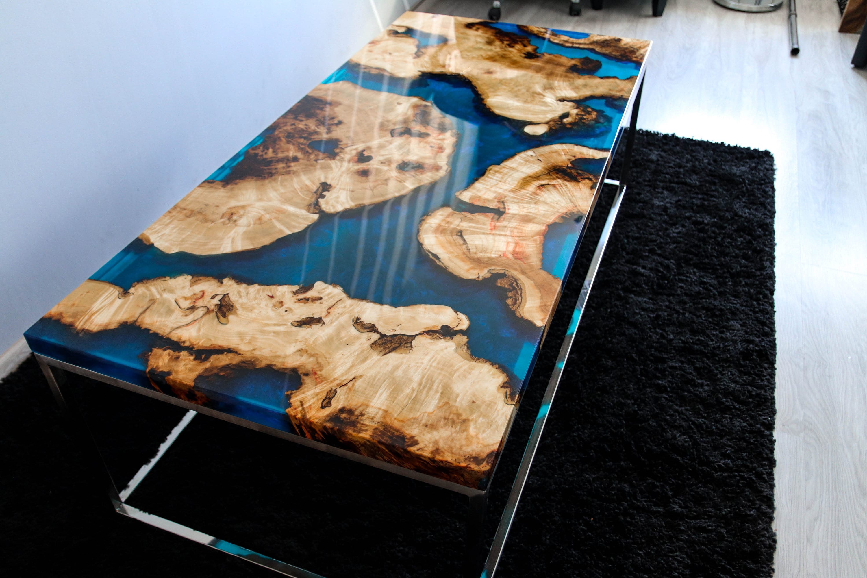 Live Edge River Turquoise Metallic Epoxy Coffee Table - Etsy