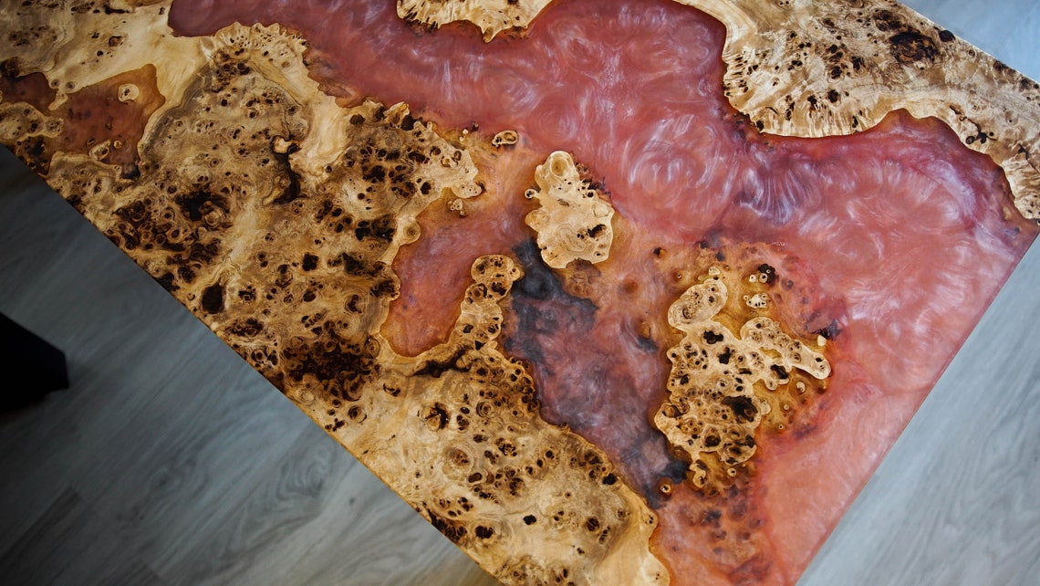 Available, River Pink Metalic Epoxy River Coffee Table With a Lake - Etsy