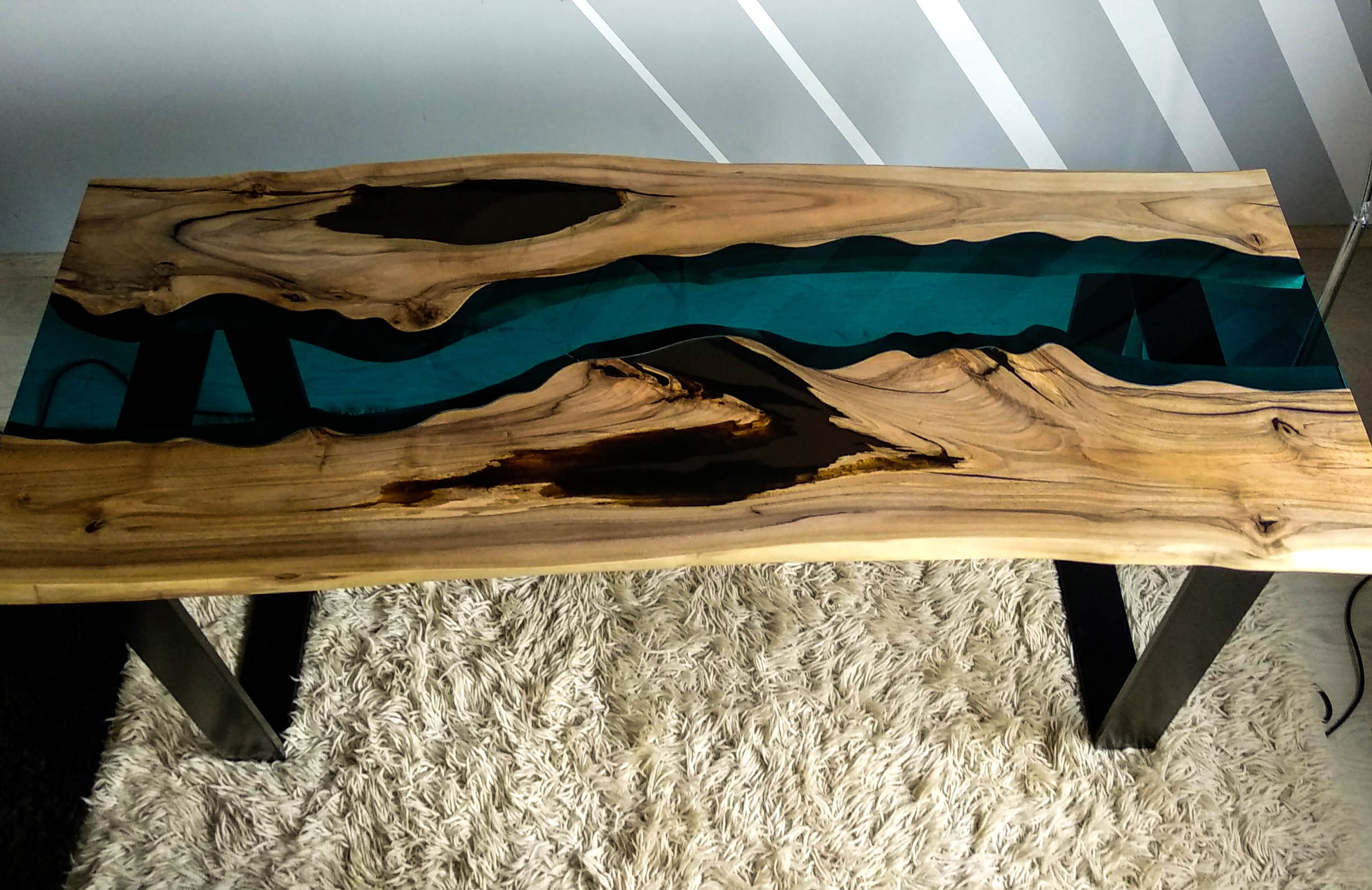 Live Edge Walnut River Table With Black Epoxy Resin - Etsy