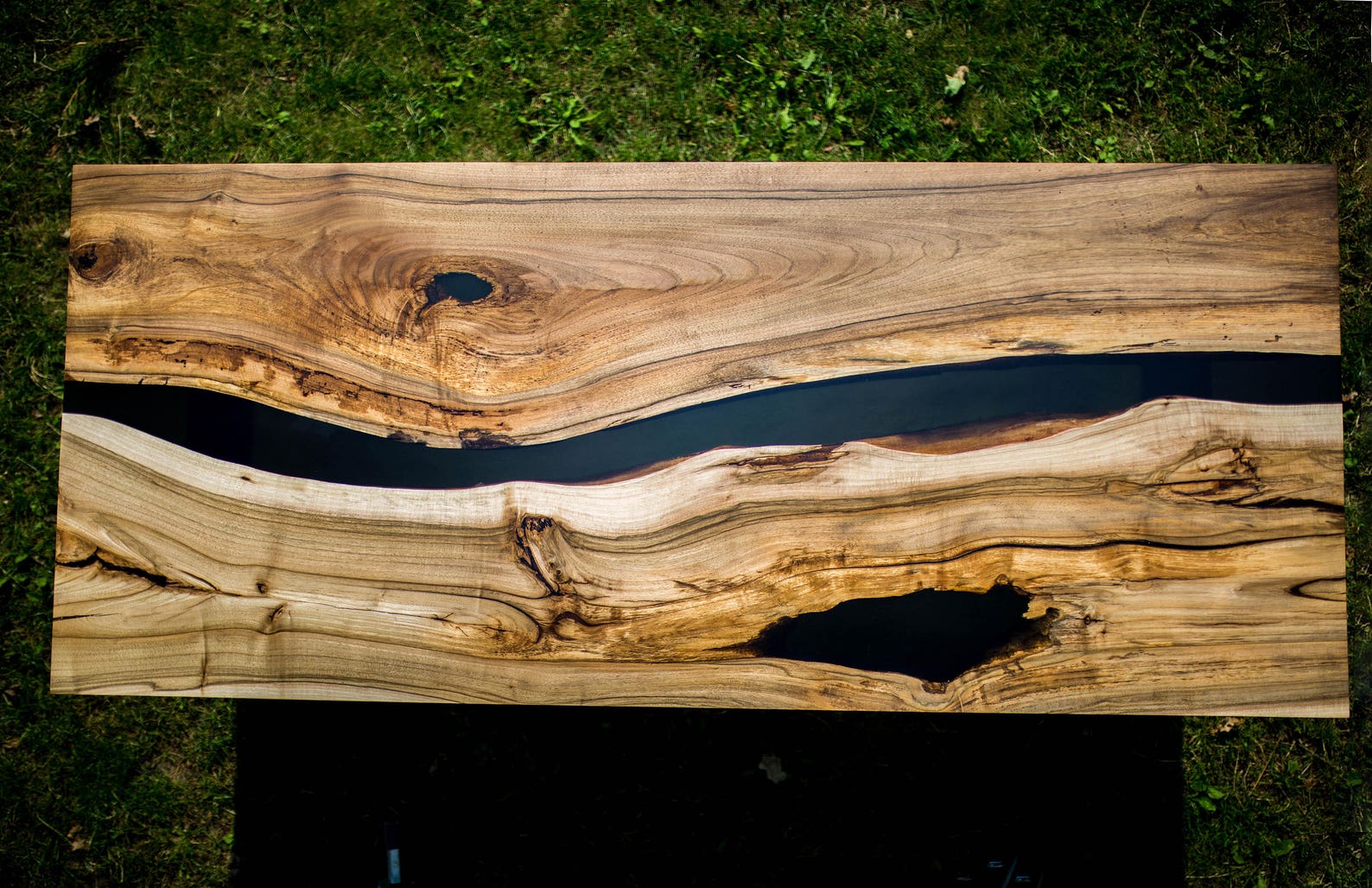 SOLD Live Edge River Walnut Table With Black Epoxy SOLD - Etsy