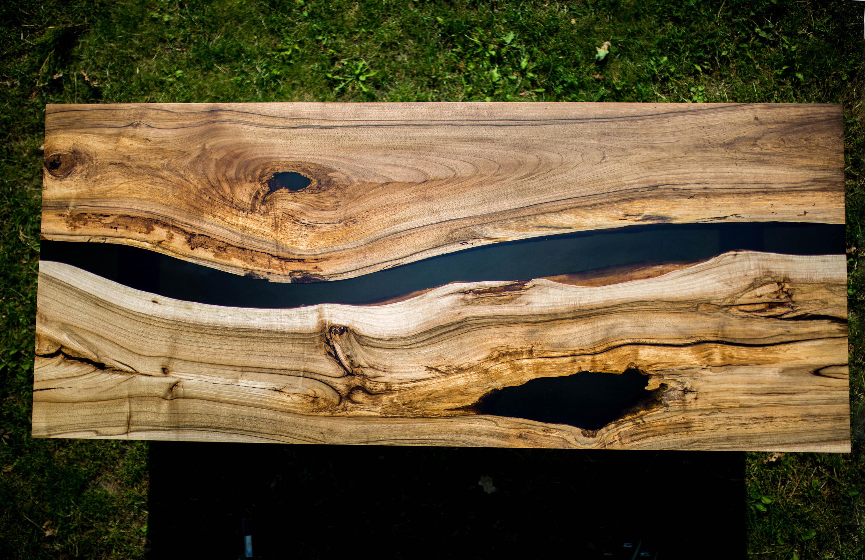SOLD Live Edge River Walnut Table With Black Epoxy SOLD - Etsy