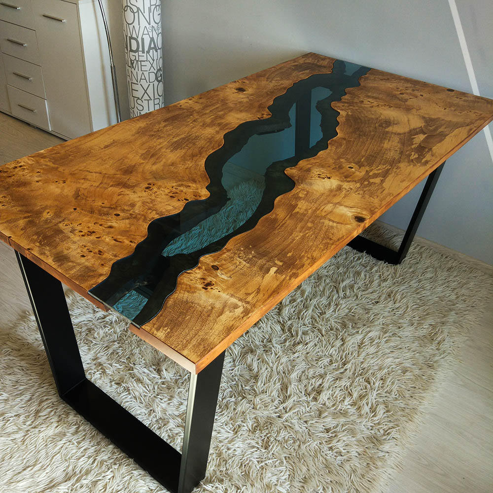 Live Edge River Table With Glass River Inlay - Etsy