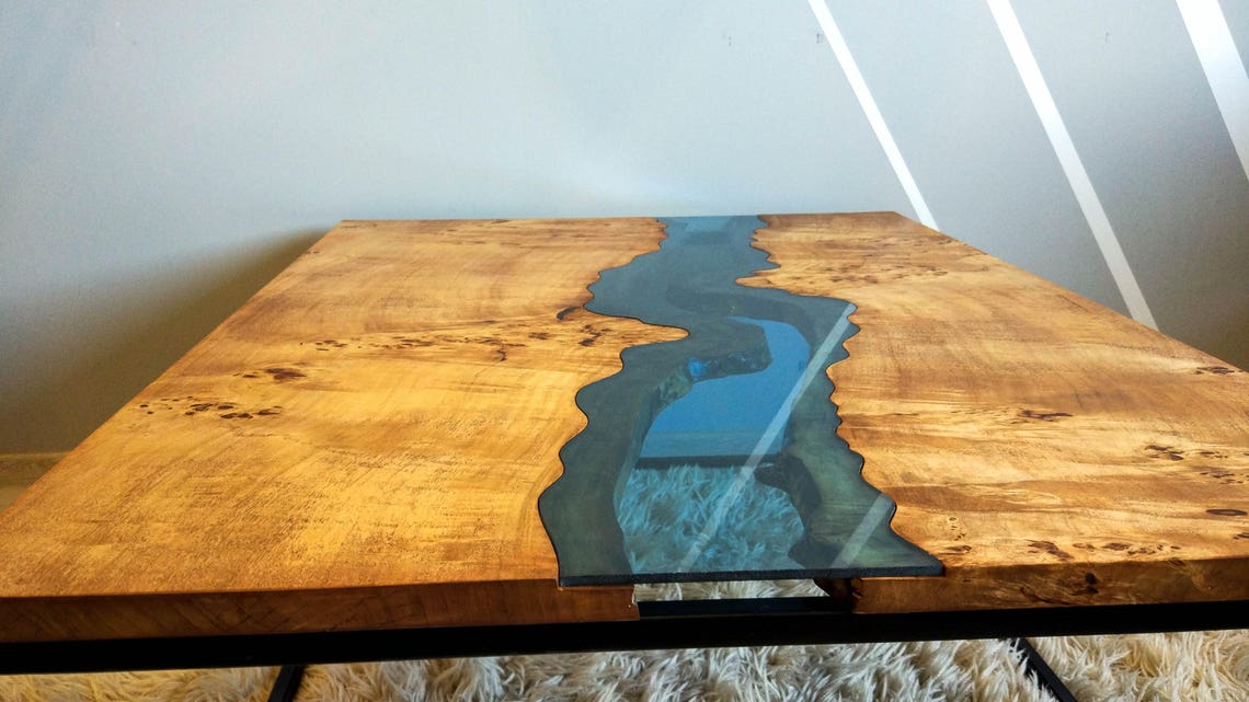 Live Edge River Glass Coffee Table - Etsy