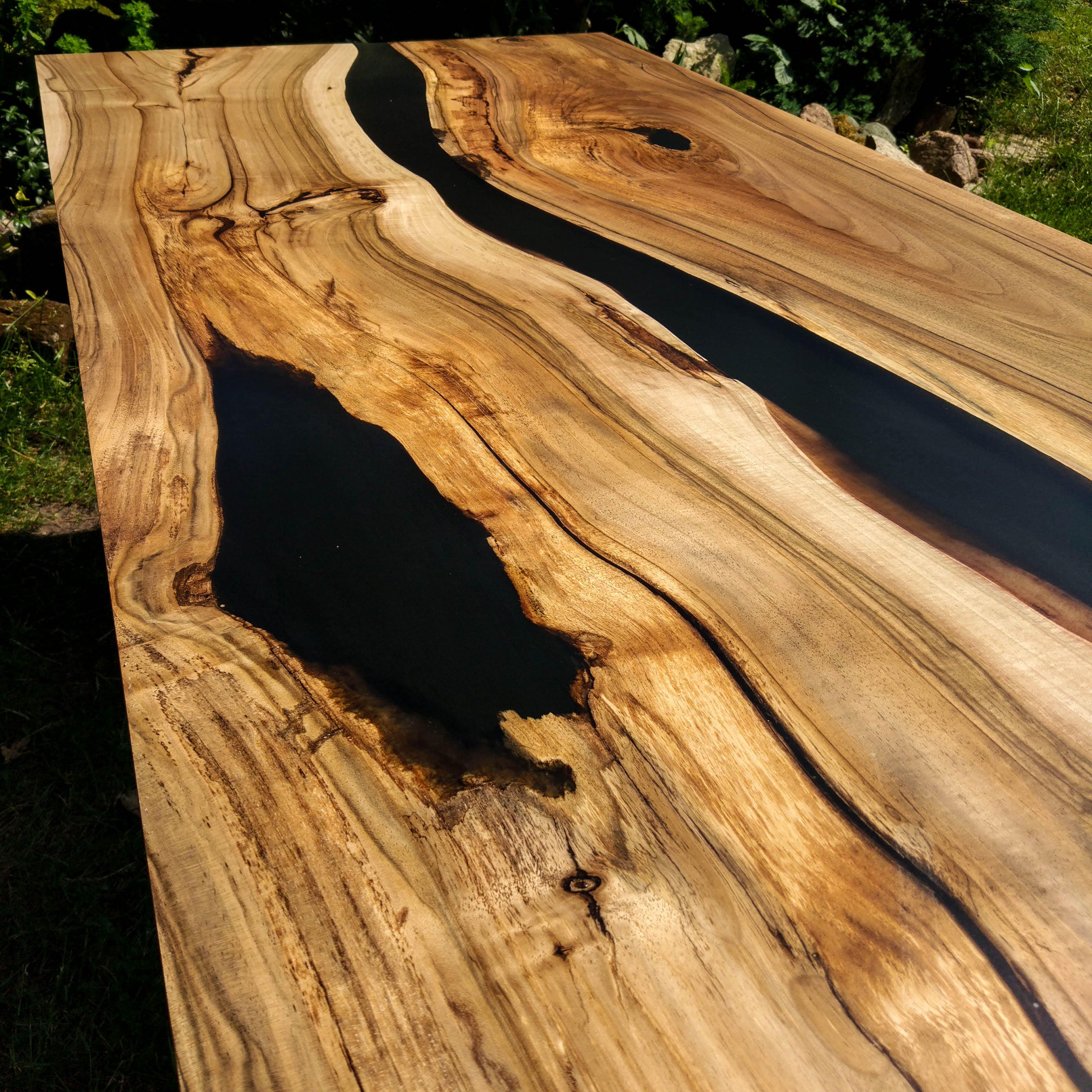 SOLD Live Edge River Walnut Table With Black Epoxy SOLD - Etsy
