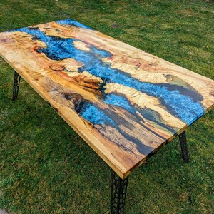 Available Ocean Epoxy River Table Made From Ash-leaf Maple Wood - Etsy