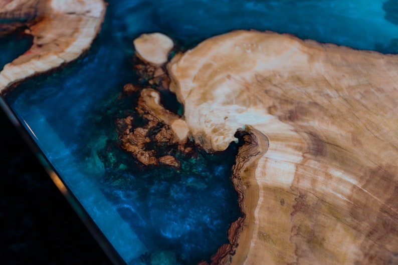 Live Edge River Turquoise Metallic Epoxy Coffee Table - Etsy