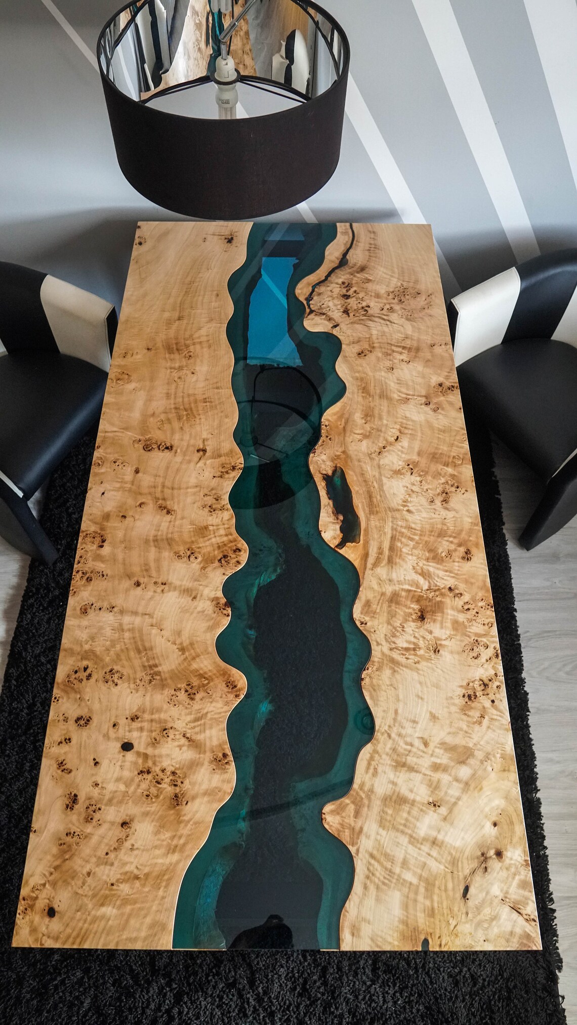 Available Live Edge River Table With Blue Glass and Epoxy - Etsy