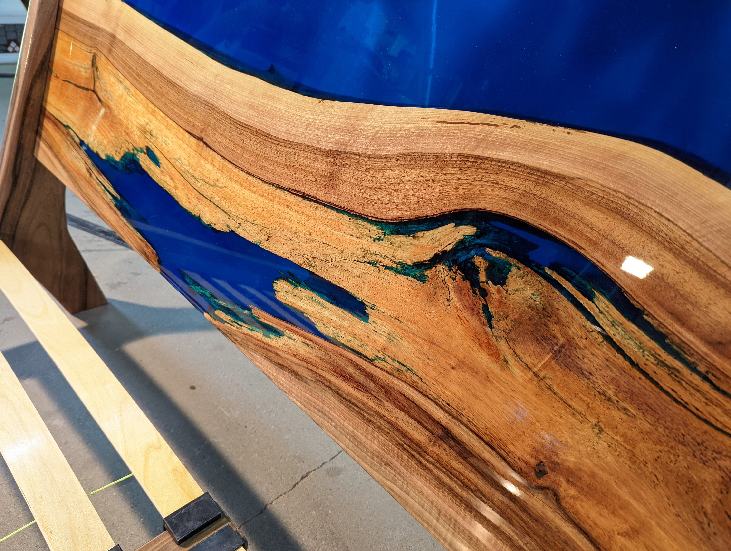 Blue River Walnut Epoxy Queen Size Bed - Etsy