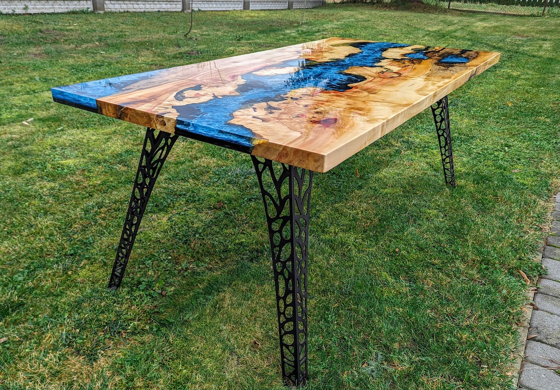 Available Ocean Epoxy River Table Made From Ash-leaf Maple - Etsy