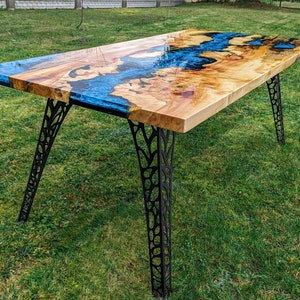 Available, Ocean Epoxy River Table Made From Ash-leaf Maple Wood - Etsy