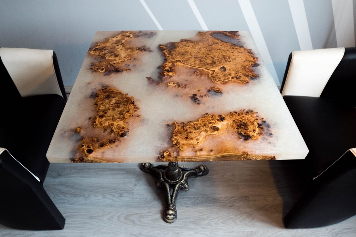 White Metallic Epoxy River Island Table - Etsy