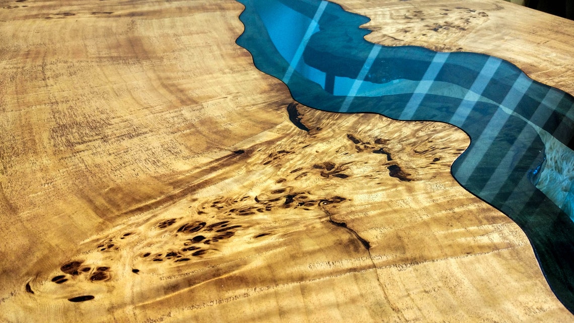 Live Edge River Glass Coffee Table - Etsy