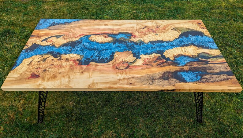 Available Ocean Epoxy River Table Made From Ash-leaf Maple Wood - Etsy