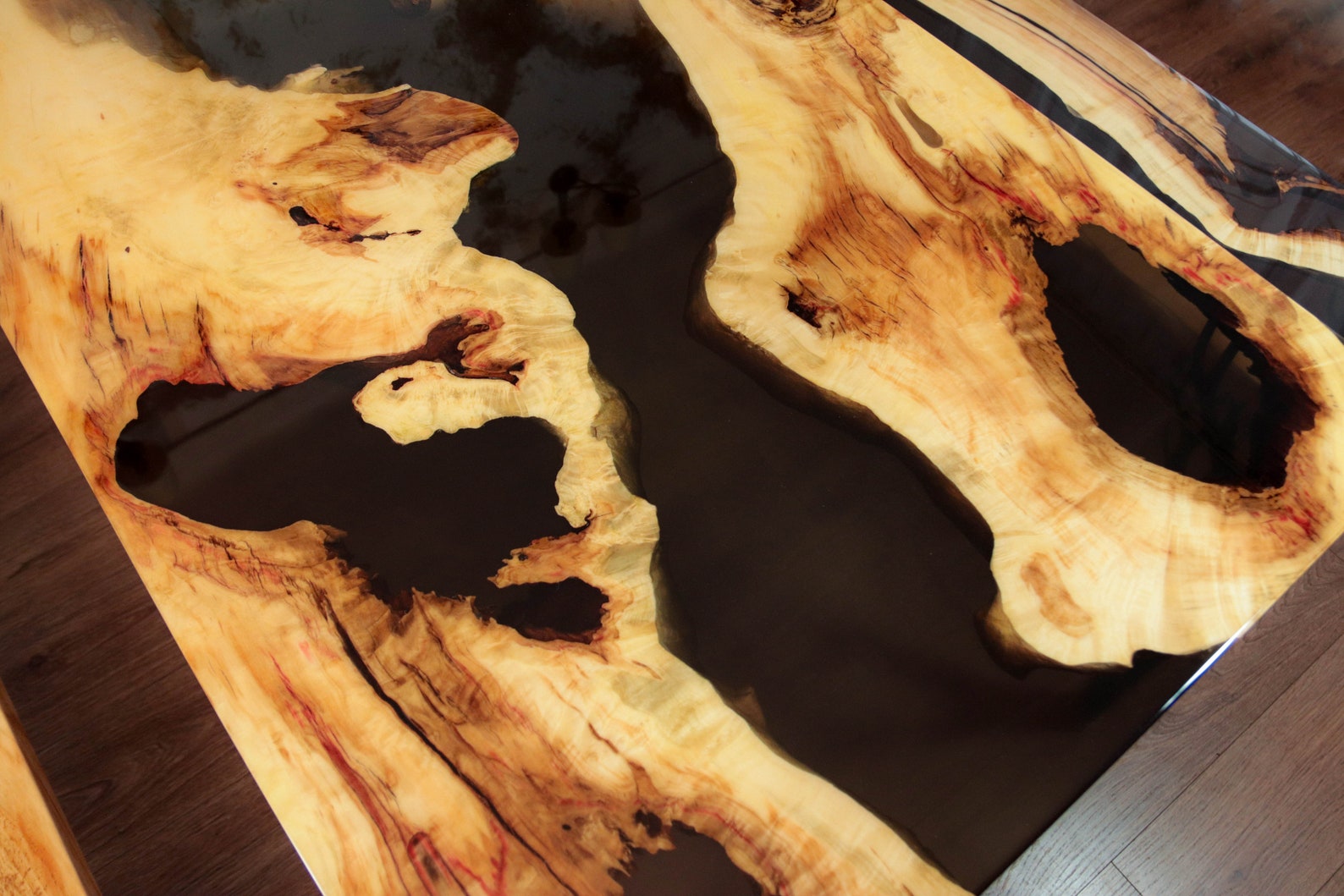 Sold Out, Set of Live Edge River Black Epoxy Table and Two Benches - Etsy