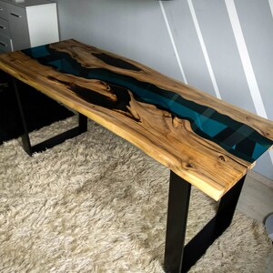 Live Edge Walnut River Table With Black Epoxy Resin - Etsy