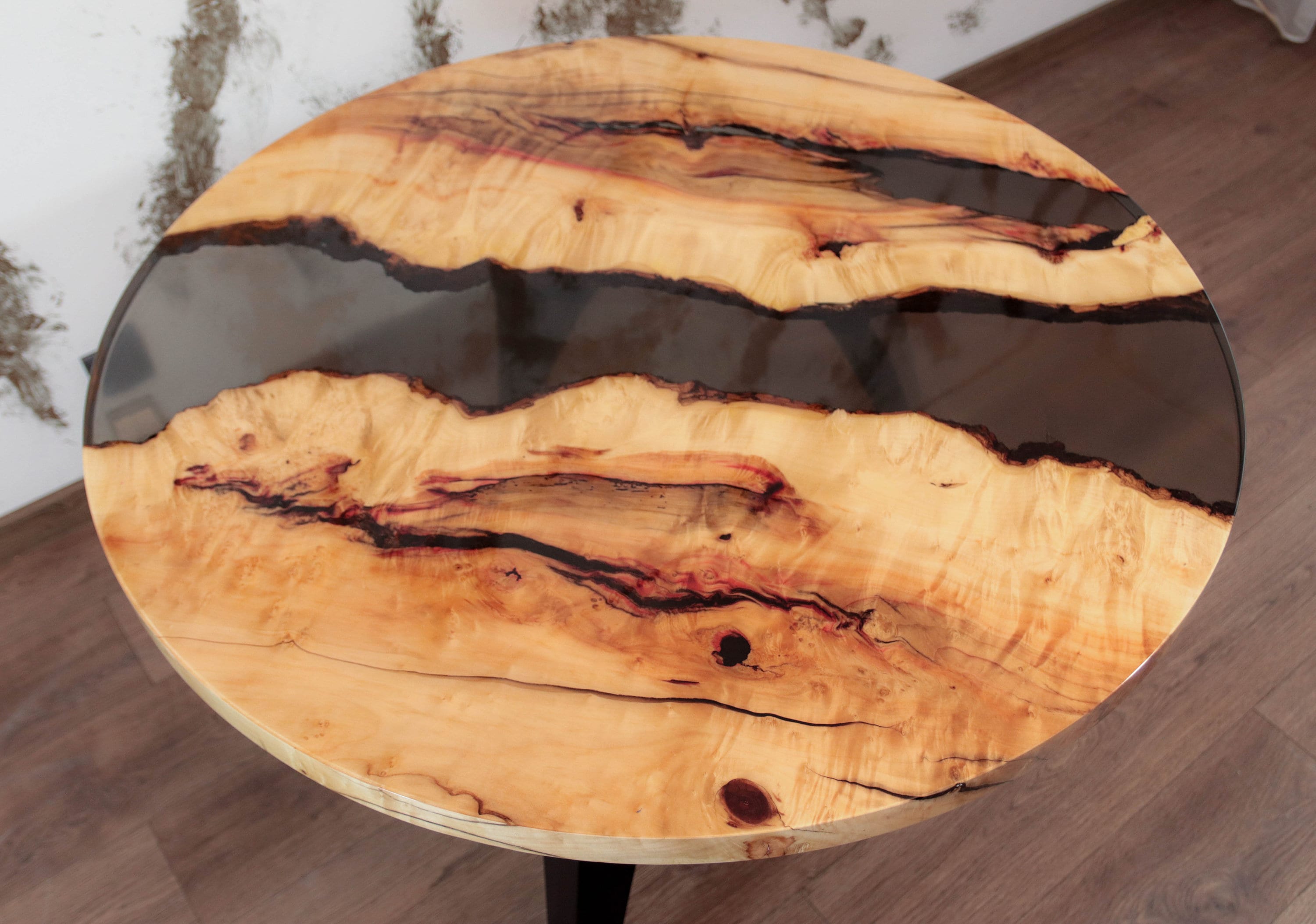 SOLD Light Black Round River Walnut Table With Epoxy SOLD - Etsy