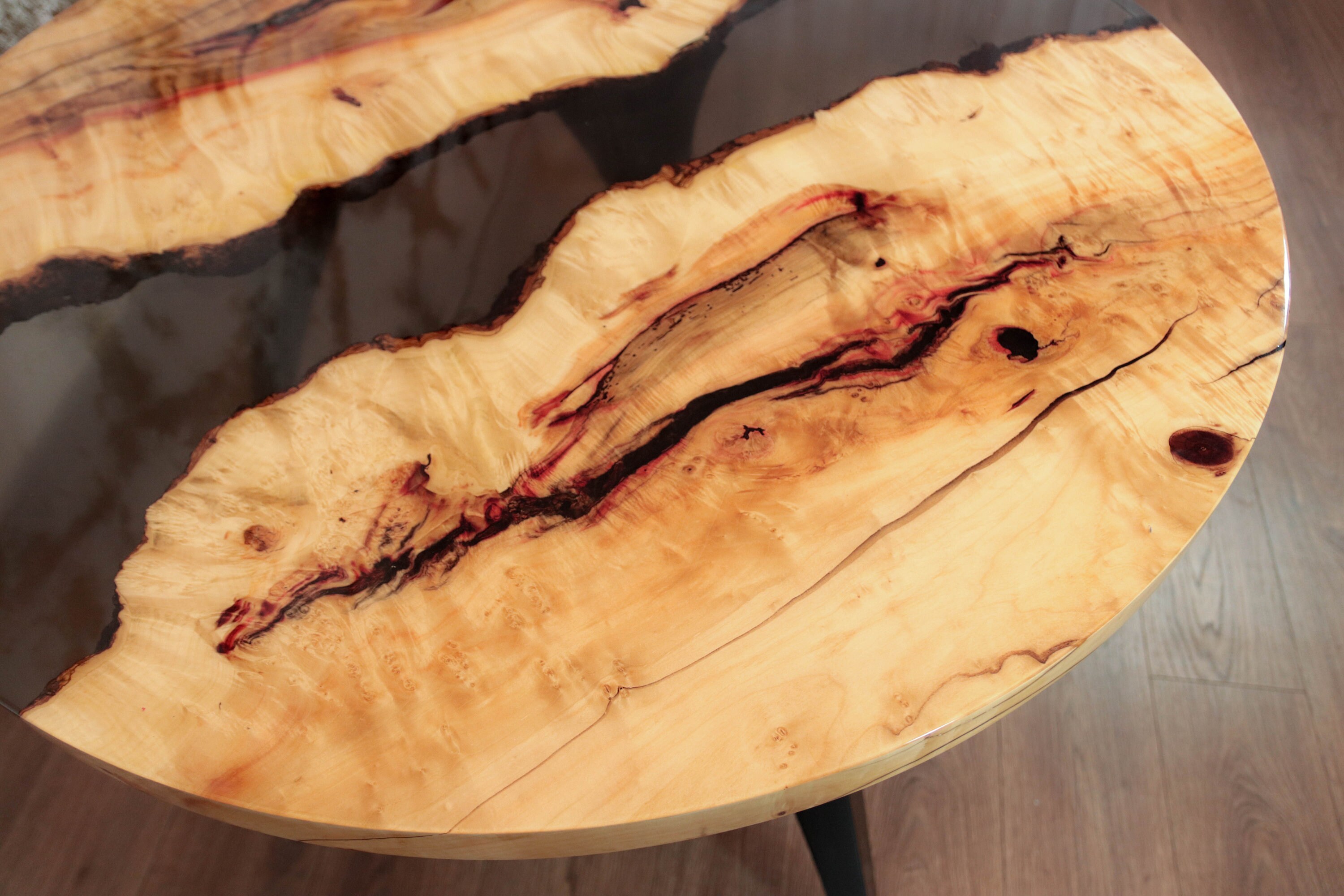 SOLD Light Black Round River Walnut Table With Epoxy SOLD - Etsy