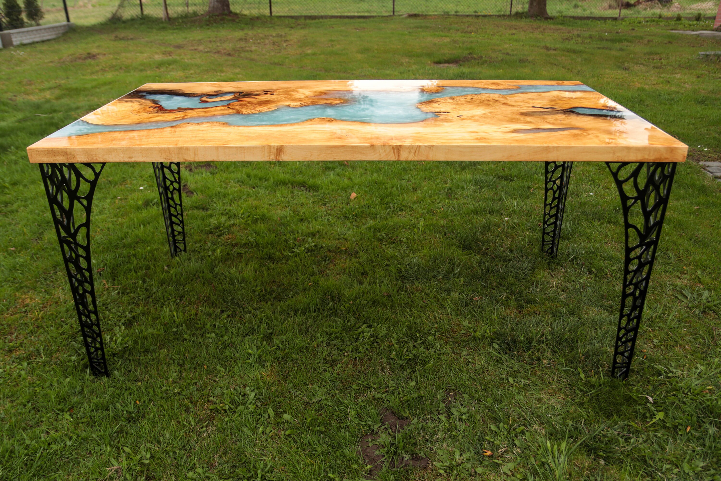 White Pearl Maple Wood Epoxy River Table - Etsy