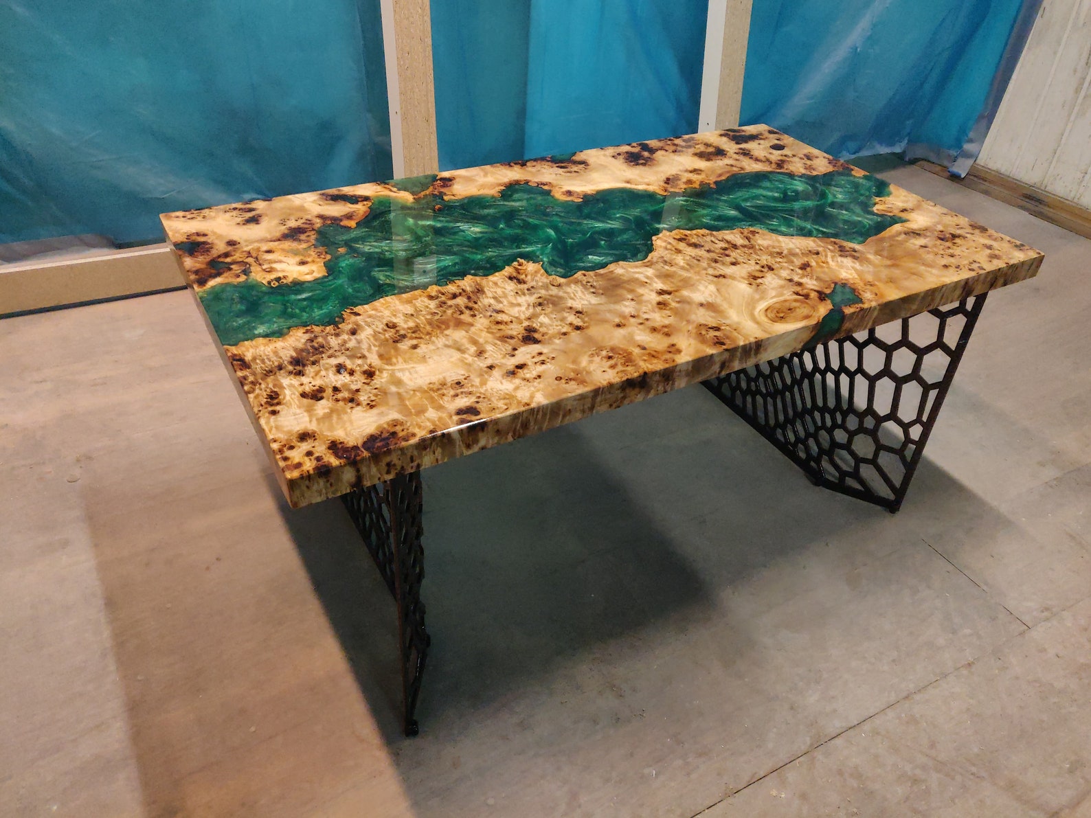 Dark Green Metallic River Coffee Table - Etsy
