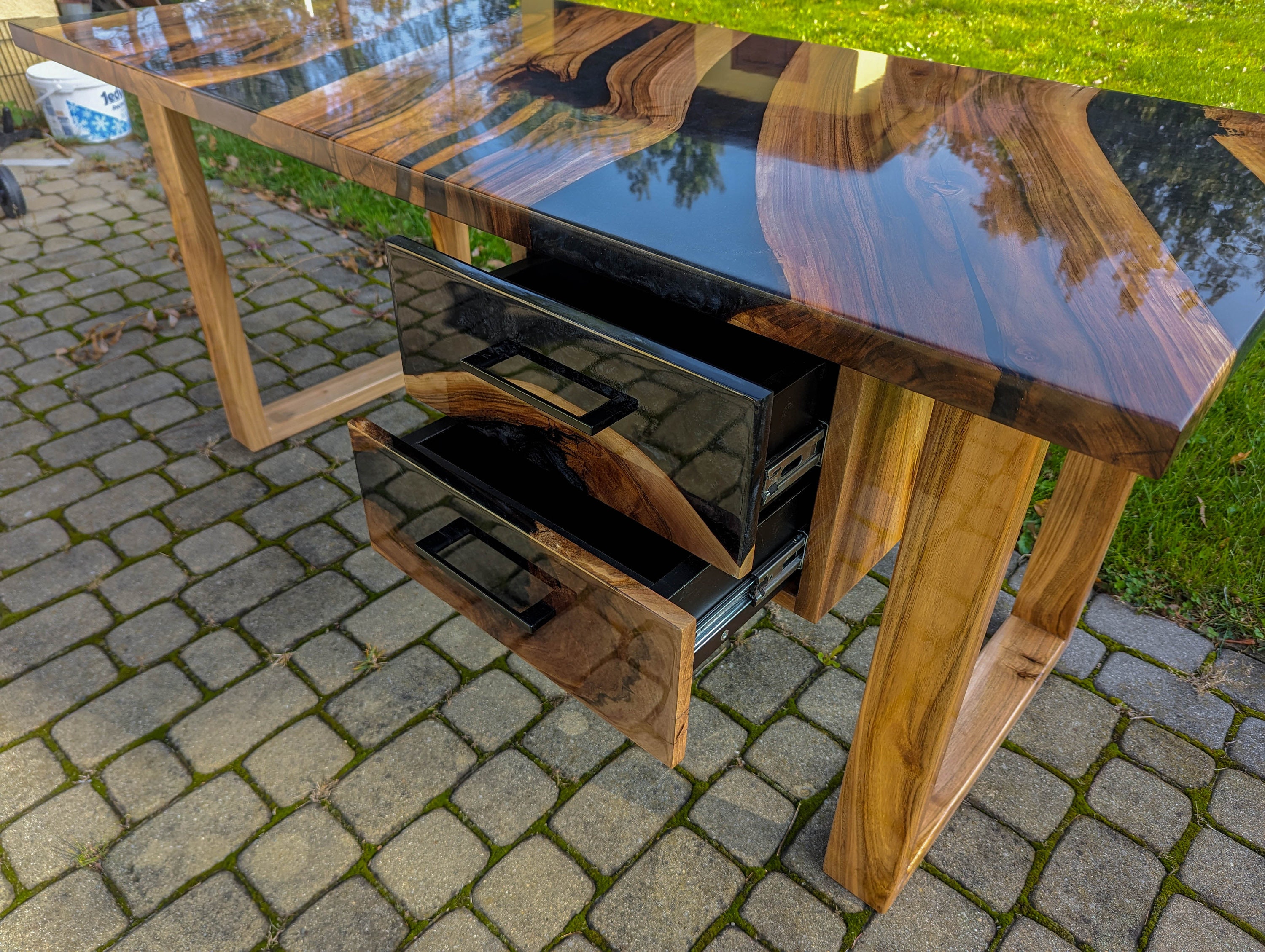 Available Live Edge River Walnut Desk With Black Metallic - Etsy