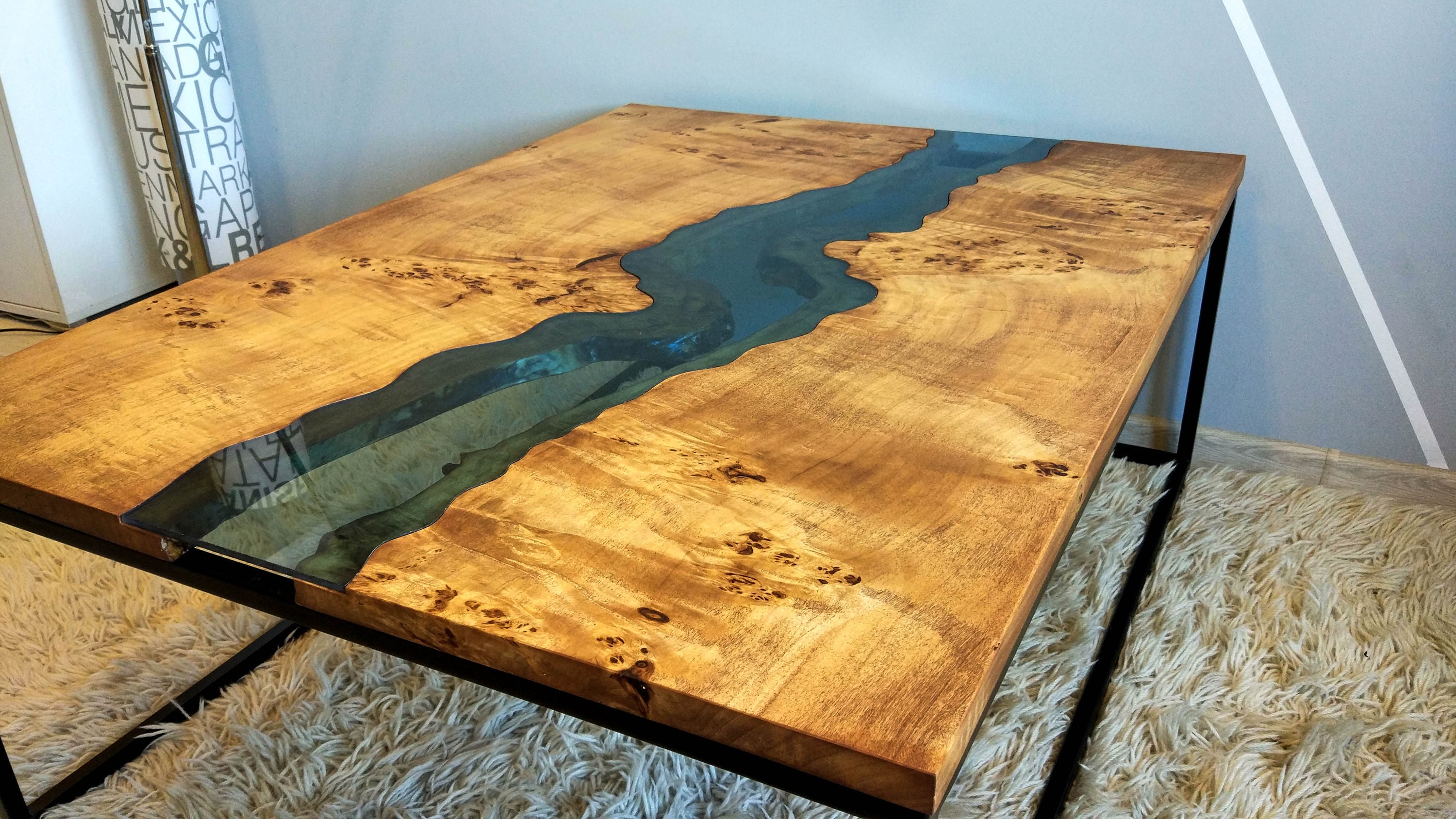Live Edge River Glass Coffee Table - Etsy
