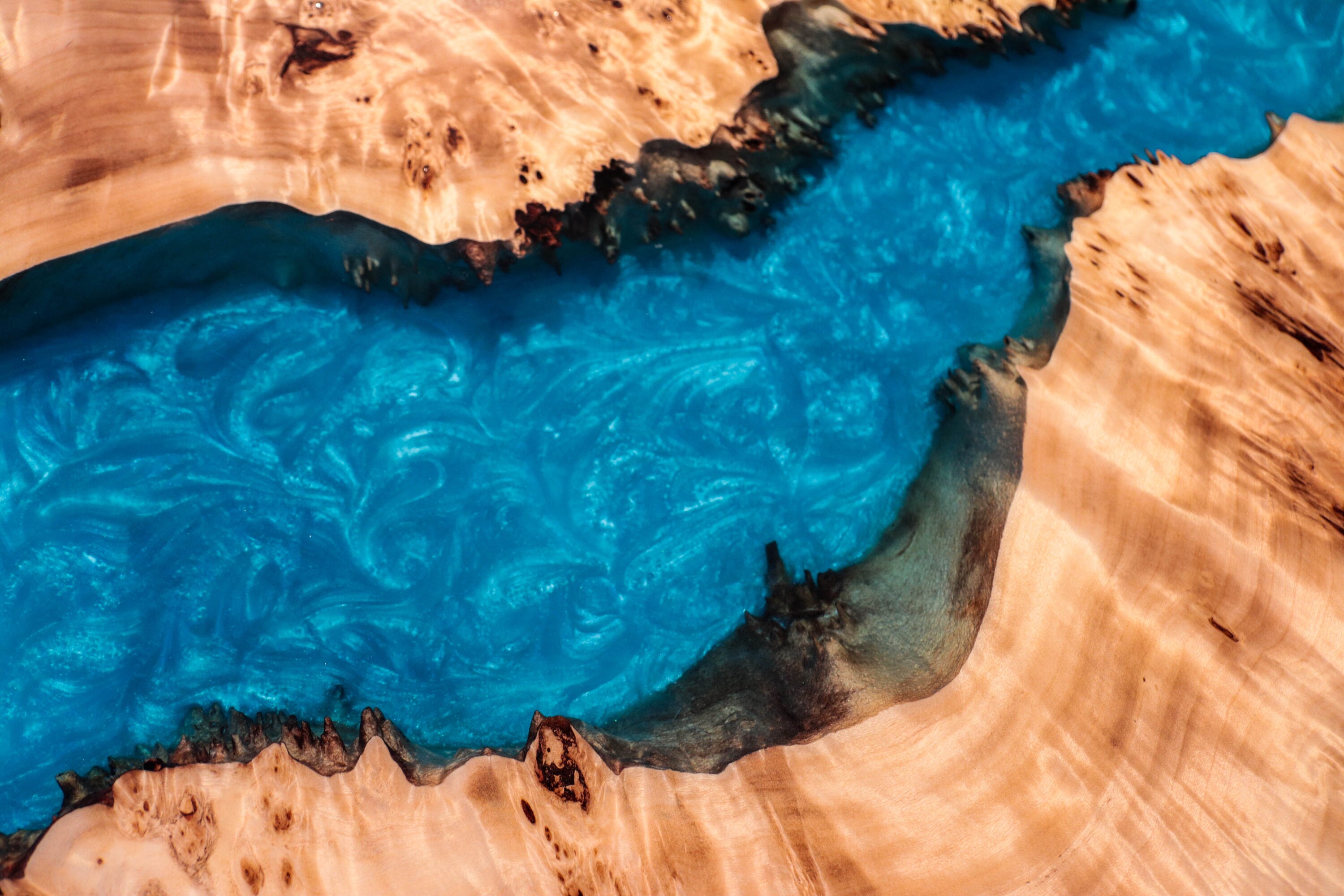 SOLD Blue Metallic Epoxy River Mappa Burl Table SOLD - Etsy