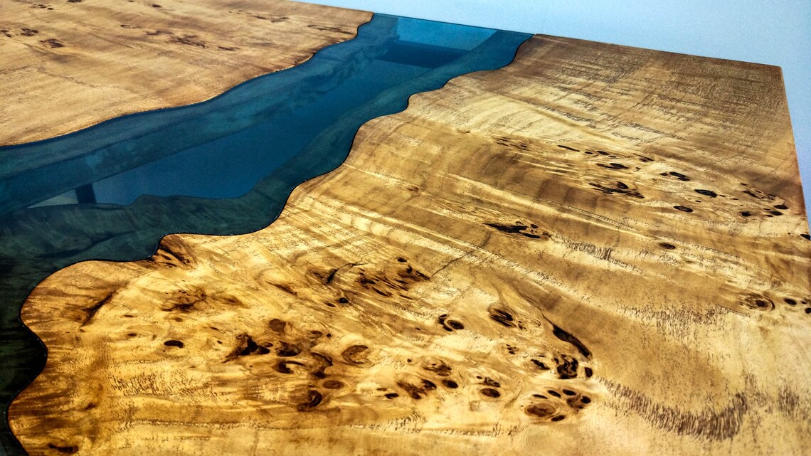 Live Edge River Glass Coffee Table - Etsy