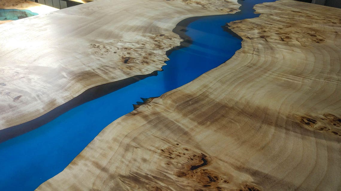 Blue River Table With Epoxy Resin - Etsy