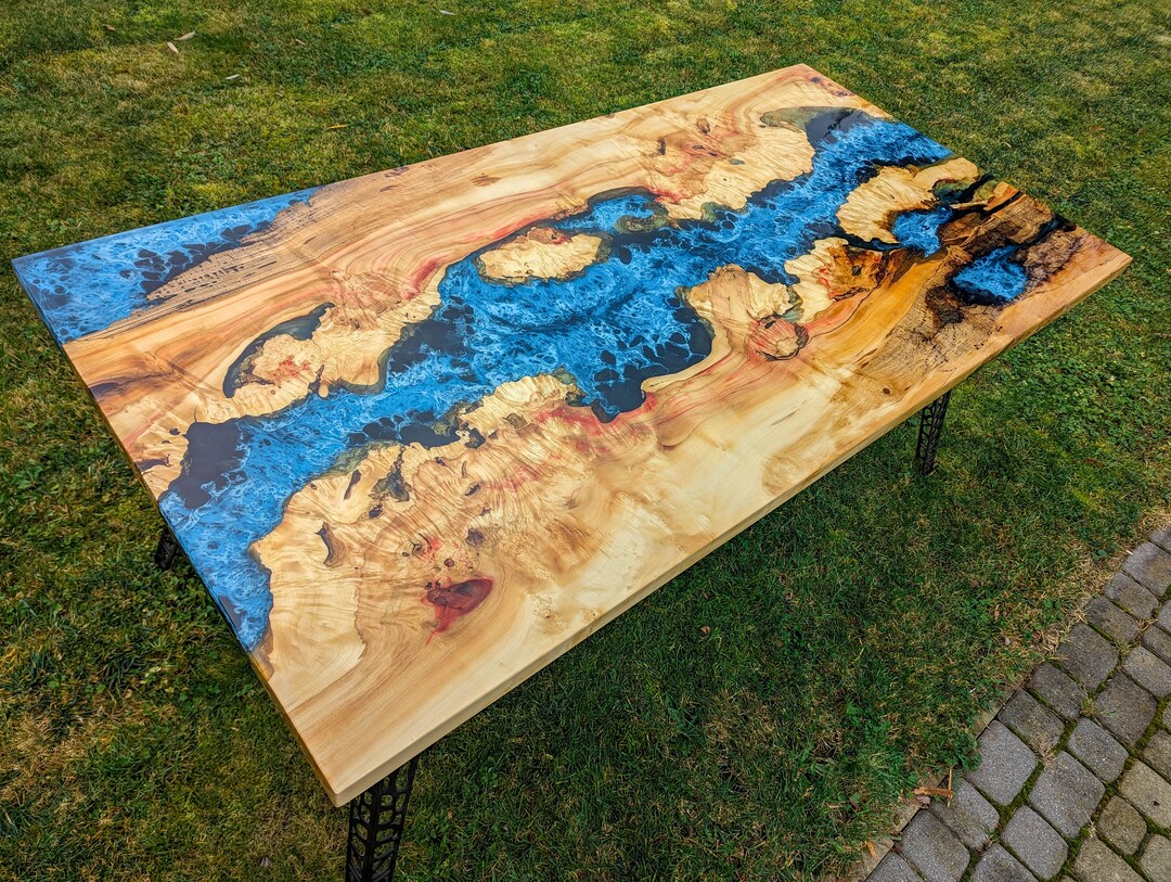 Available Ocean Epoxy River Table Made From Ash-leaf Maple - Etsy