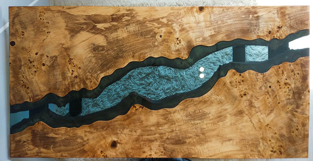 Live Edge River Table With Glass River Inlay - Etsy