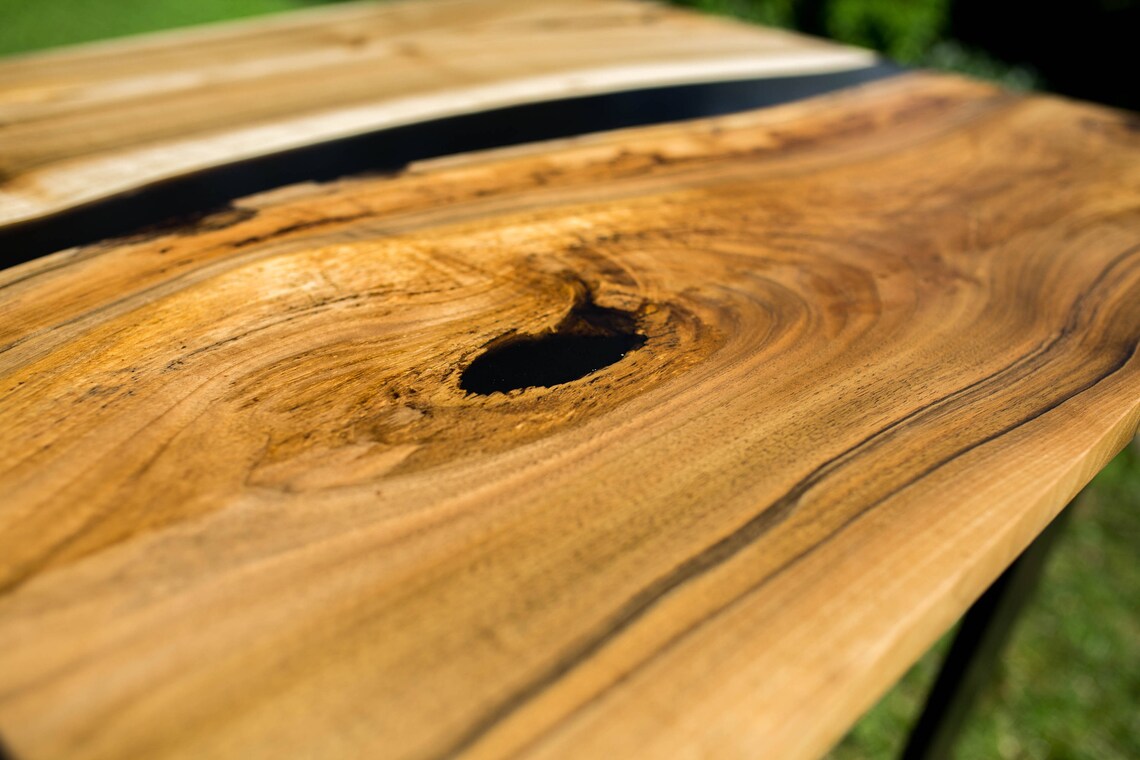 SOLD Live Edge River Walnut Table With Black Epoxy SOLD - Etsy