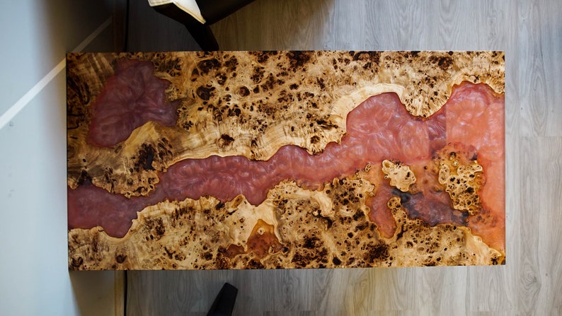 Available, River Pink Metalic Epoxy River Coffee Table With a Lake - Etsy