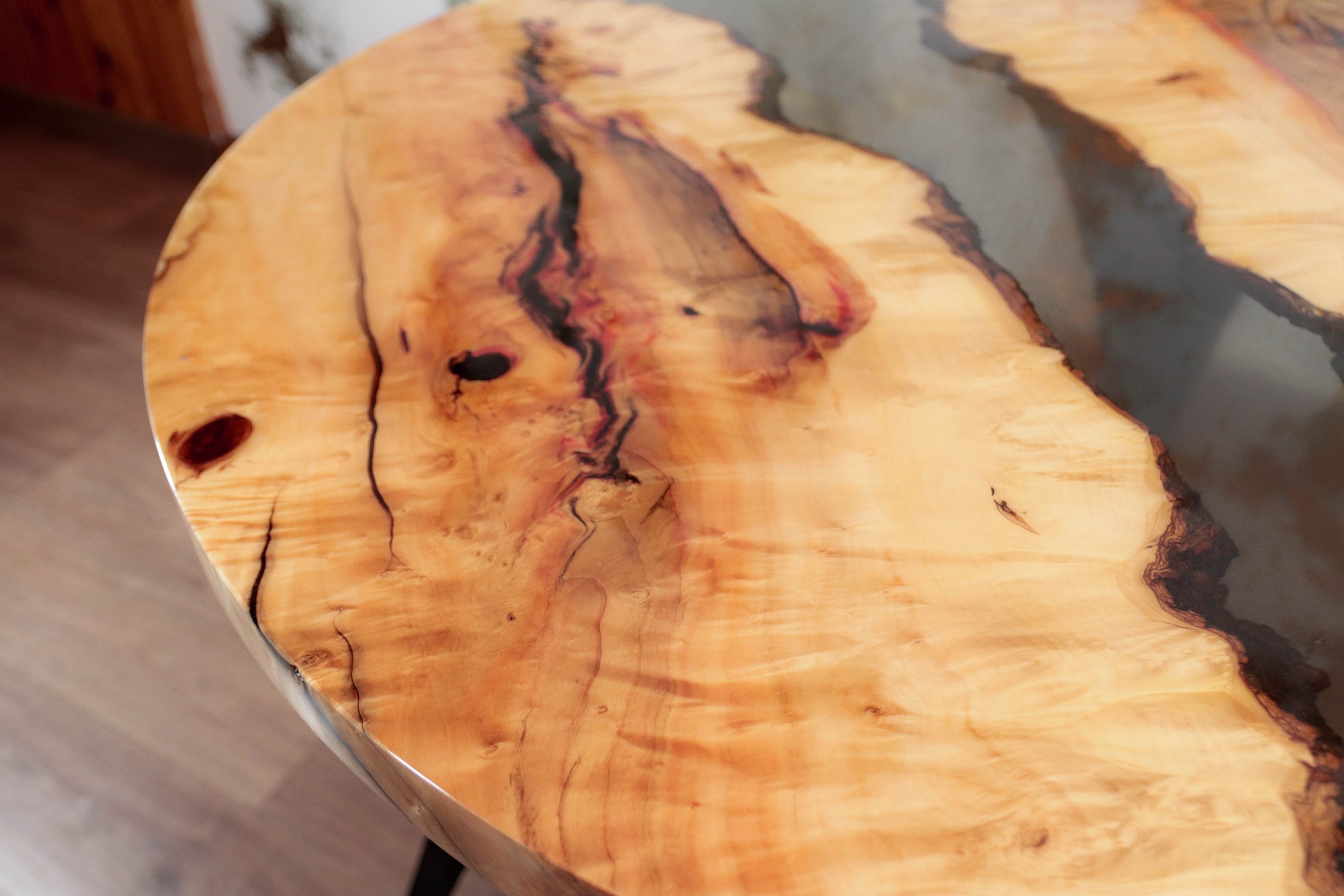 SOLD Light Black Round River Walnut Table With Epoxy SOLD - Etsy