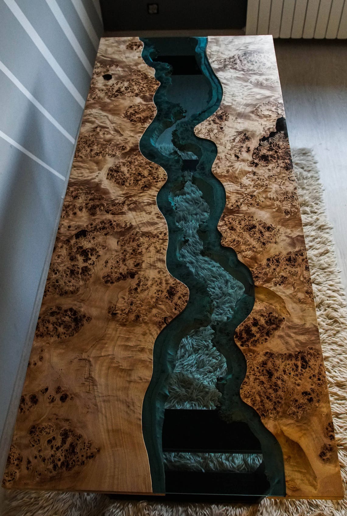 Live Edge Mappa Burl River Epoxy Table - Etsy