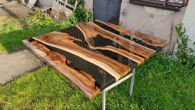 SOLD Live Edge Walnut Table Top With Black Epoxy SOLD - Etsy
