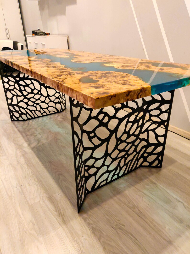 SOLD Turquoise river table with epoxy inlay Mappa Burl SOLD | Etsy