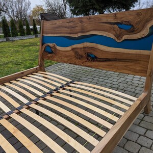 Turquoise River Walnut Epoxy King Size Bed Matt Finish - Etsy