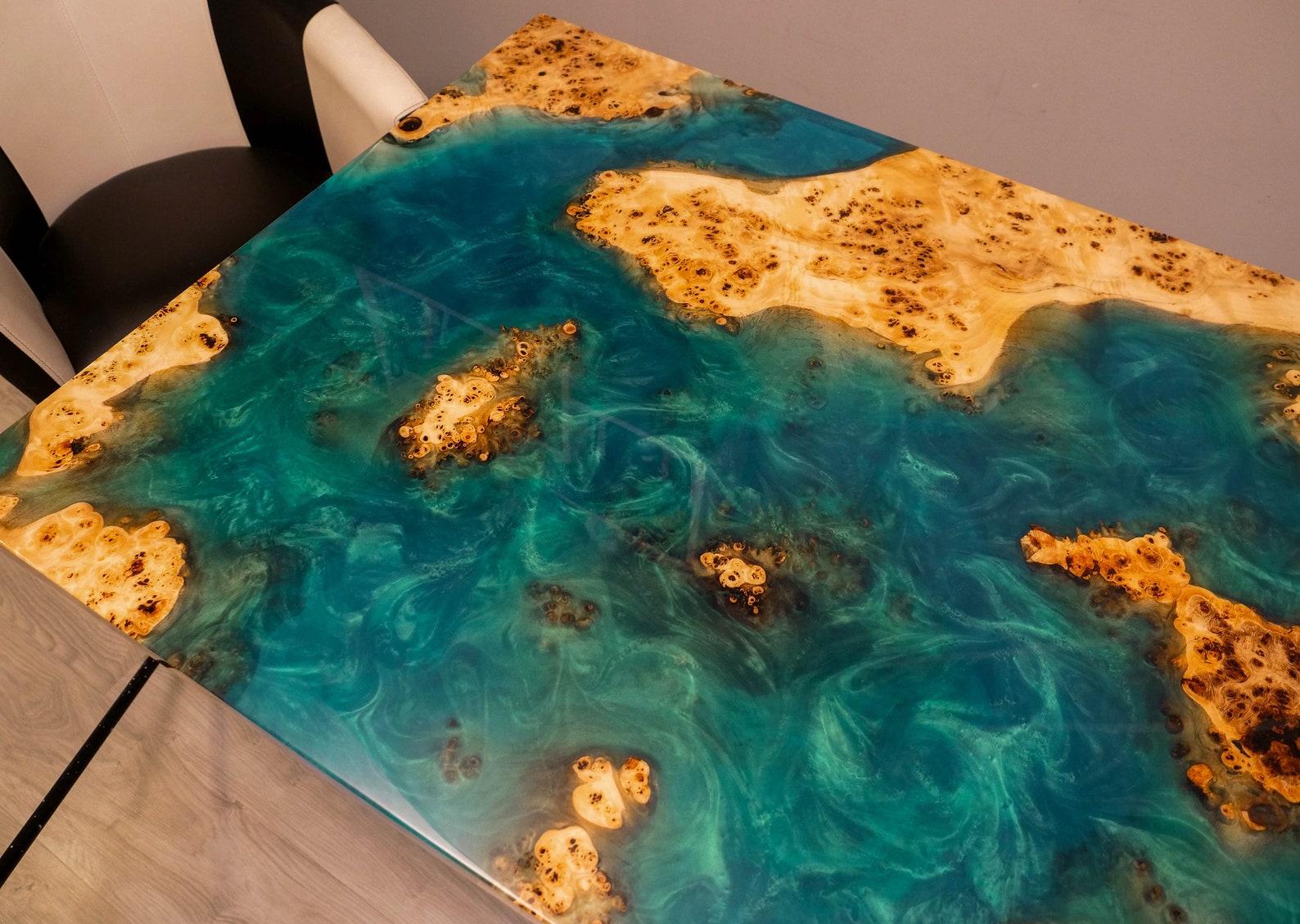 Turquoise Archipelago Mappa Burl Epoxy Resin River Table - Etsy