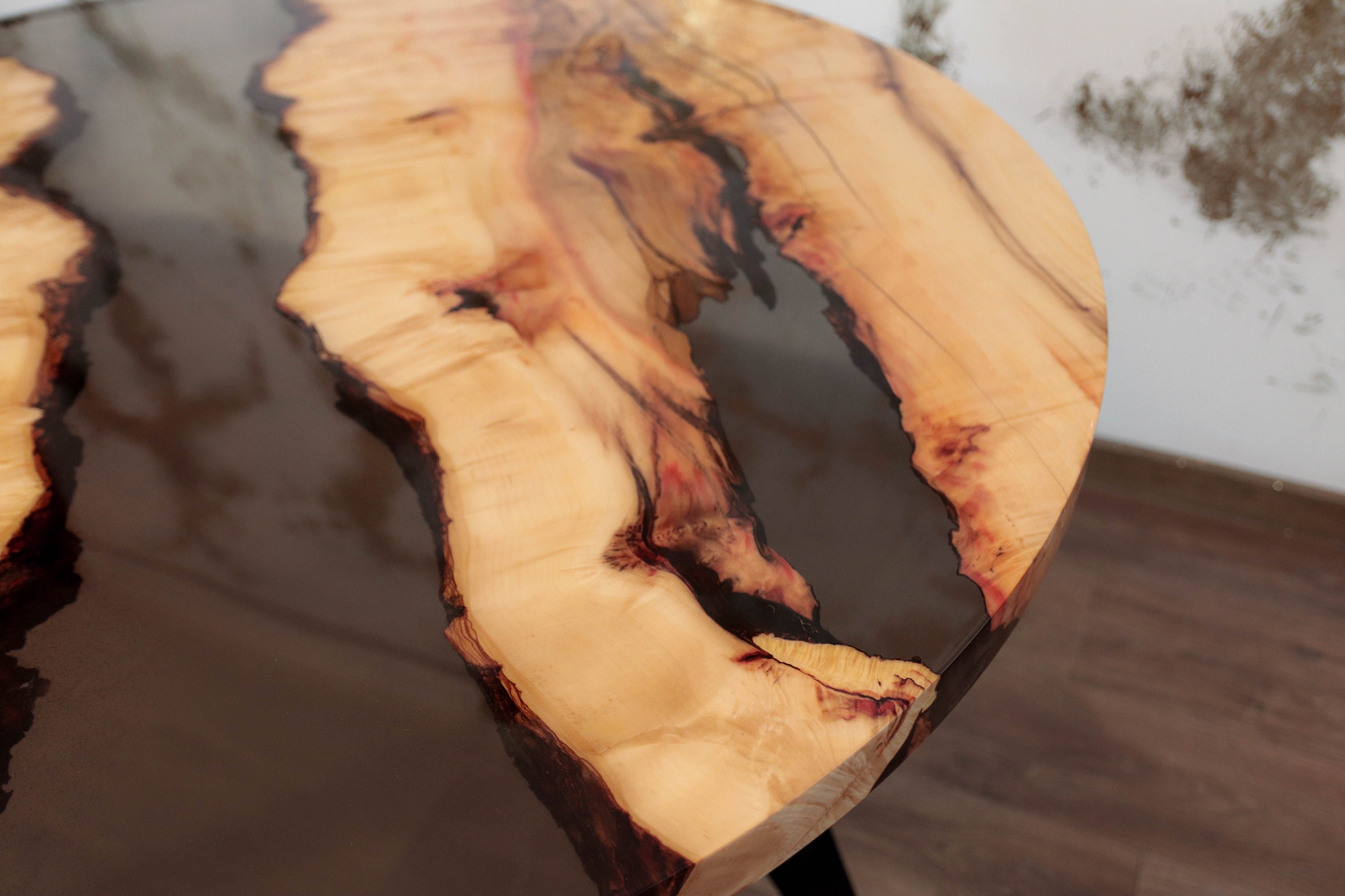 SOLD Light Black Round River Walnut Table With Epoxy SOLD - Etsy