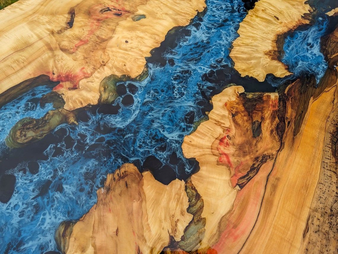Available Ocean Epoxy River Table Made From Ash-leaf Maple - Etsy