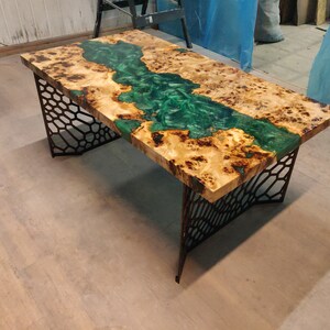 Dark Green Metallic River Coffee Table - Etsy
