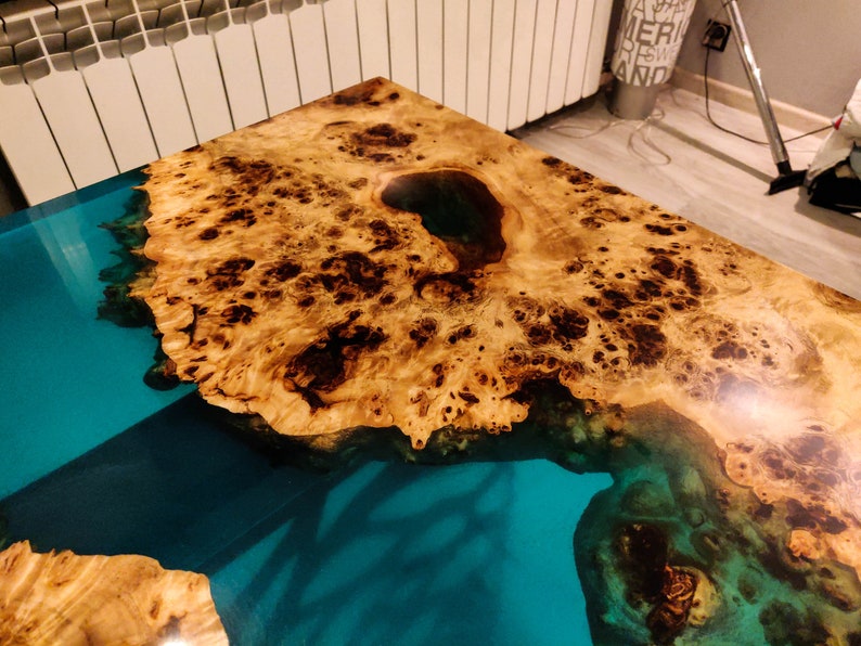 SOLD Turquoise River Table With Epoxy Inlay Mappa Burl SOLD - Etsy