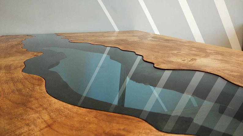 Live Edge River Table With Glass River Inlay - Etsy